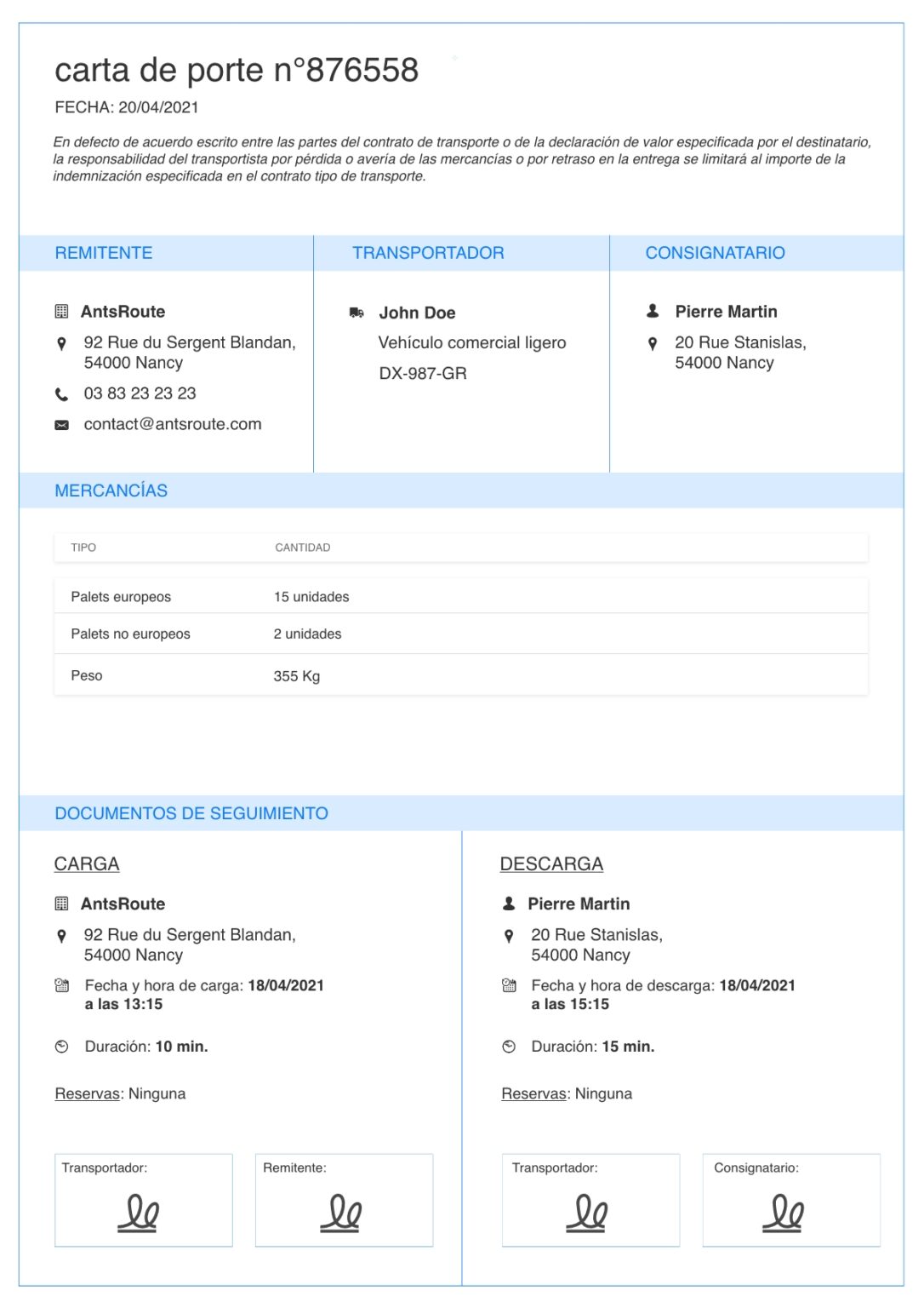 La carta de porte, un documento clave | AntsRoute