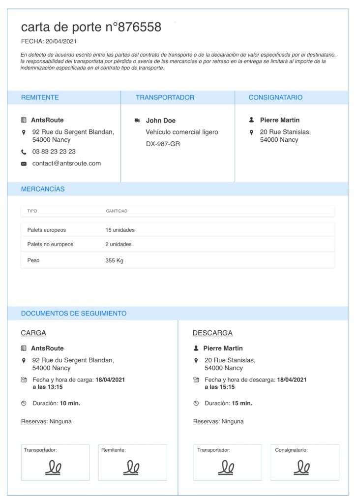La carta de porte, un documento clave | AntsRoute