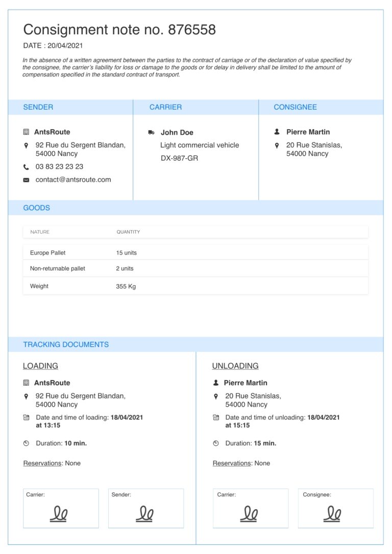 The consignment note, an essential document | AntsRoute