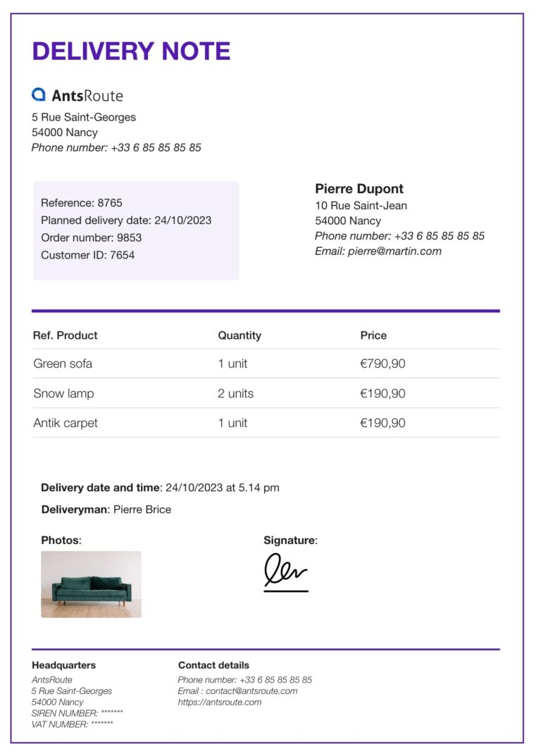 Delivery note: definition and instructions | AntsRoute