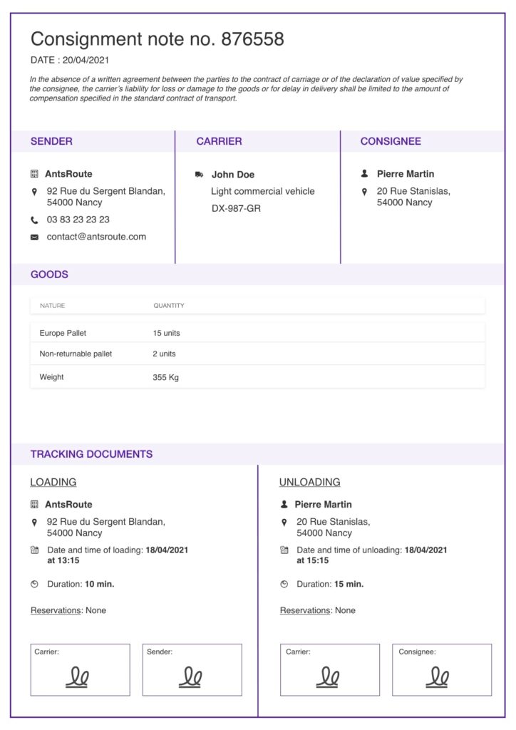 The consignment note, an essential document | AntsRoute