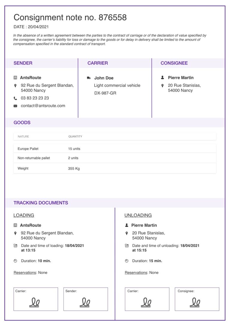 The consignment note, an essential document | AntsRoute
